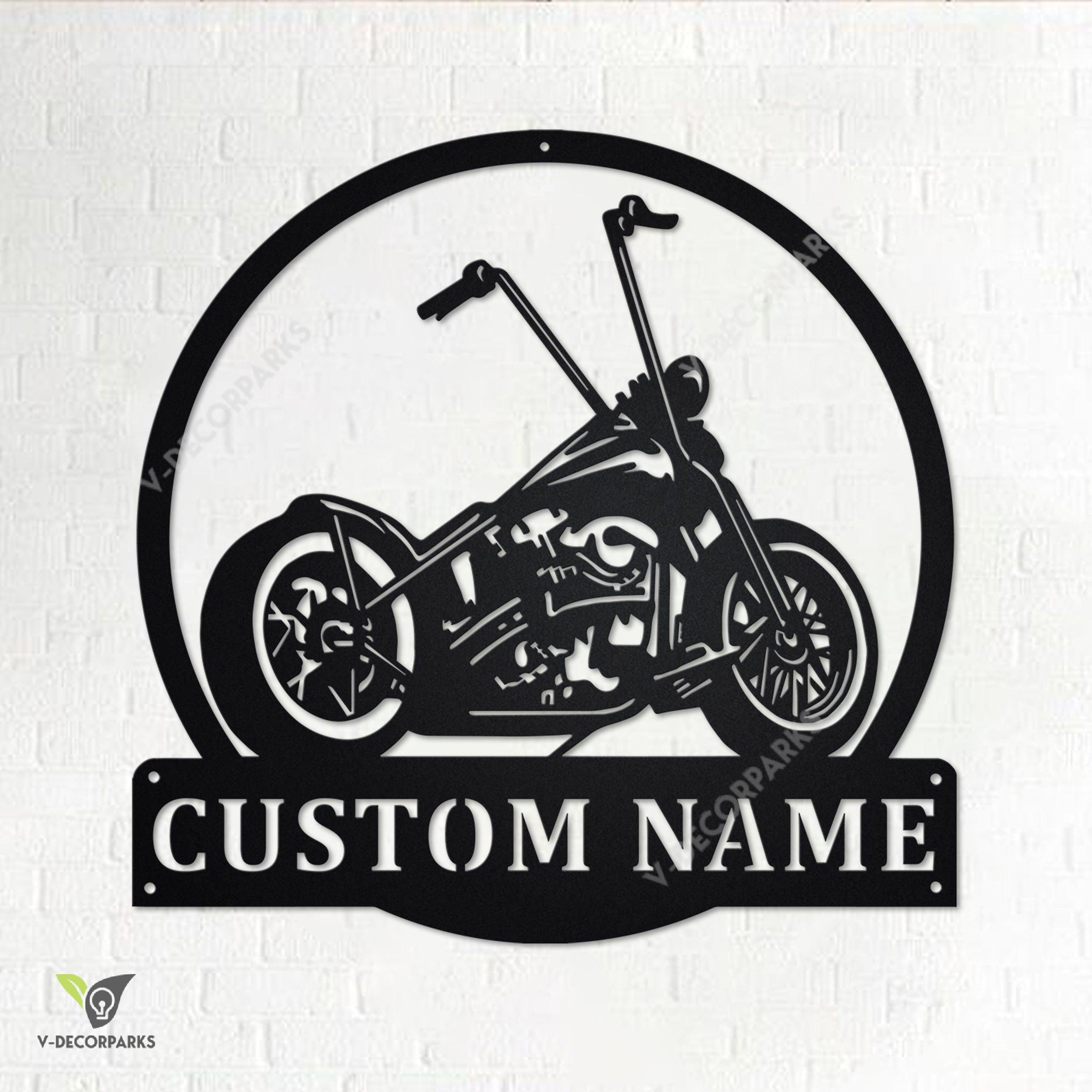 Custom Motorcycle Metal Wall Art, Personalized Biker Name Sign ...