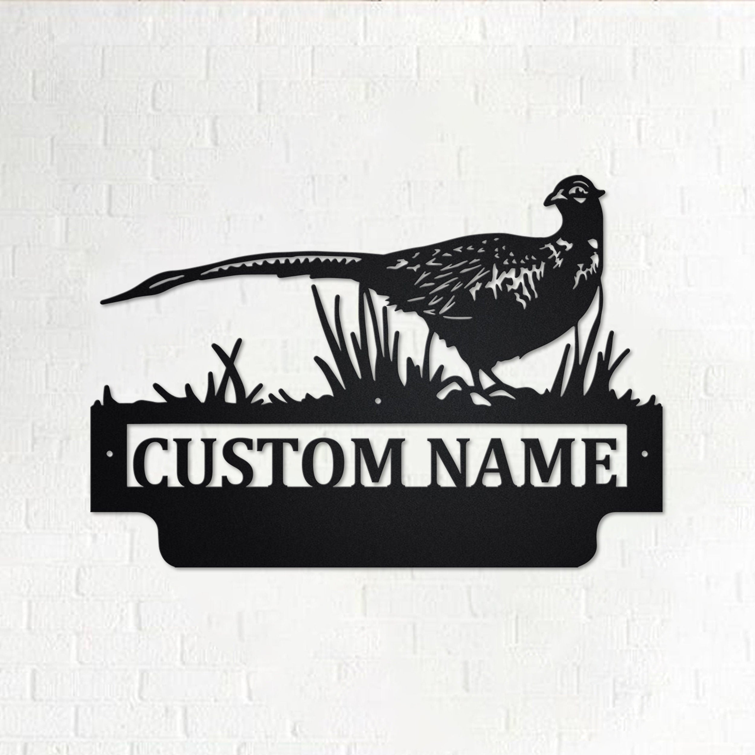 Custom Pheasant Metal Wall Art, Personalized Pheasant Name Sign ...