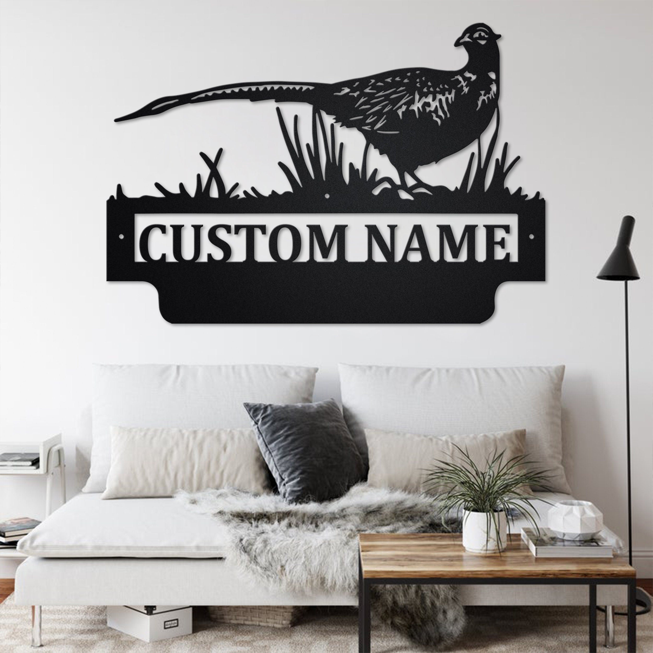 Custom Pheasant Metal Wall Art, Personalized Pheasant Name Sign ...