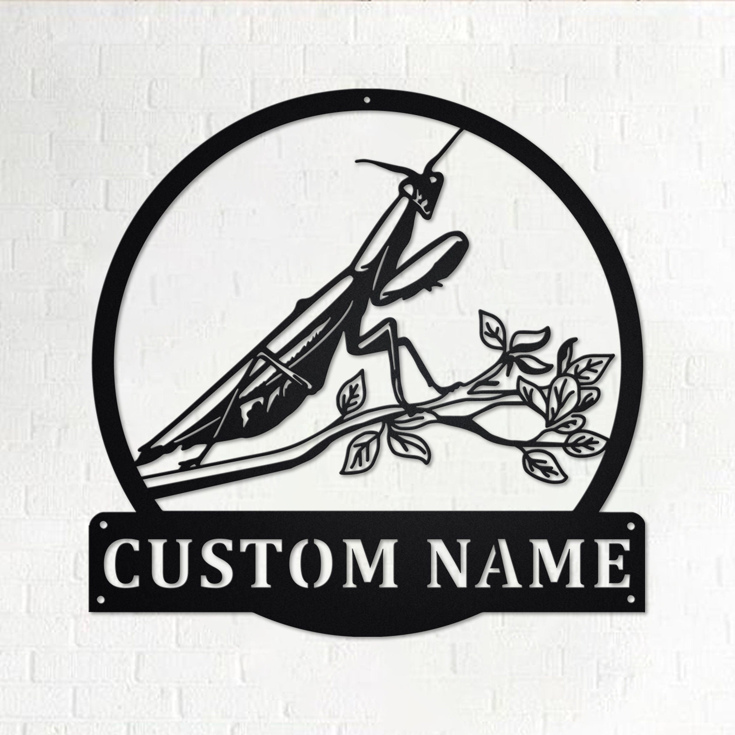 Custom Praying Mantis Metal Wall Art, Personalized Praying Mantis Name ...