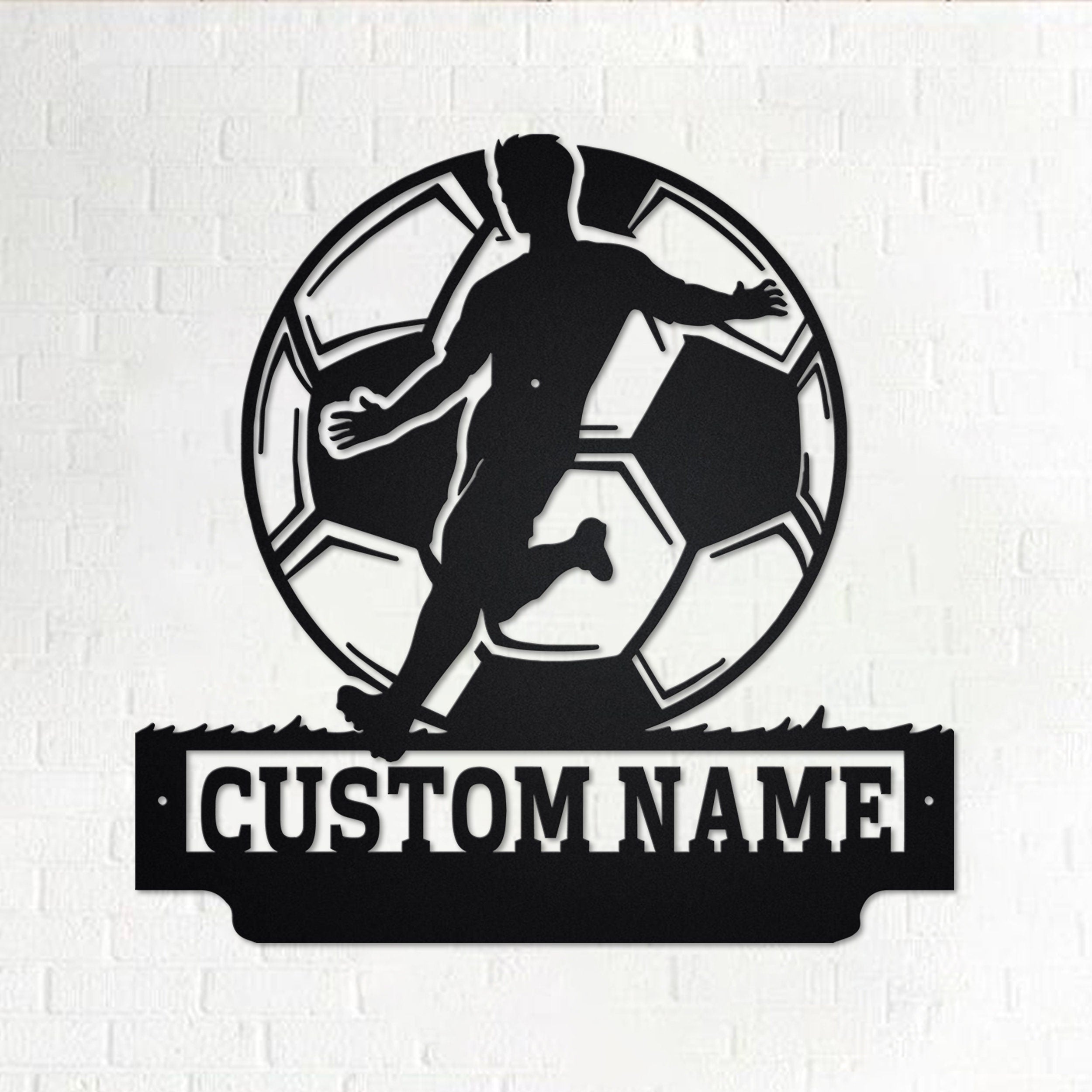 Custom Soccer Player Metal Wall Art, Personalized Soccer Player Name ...