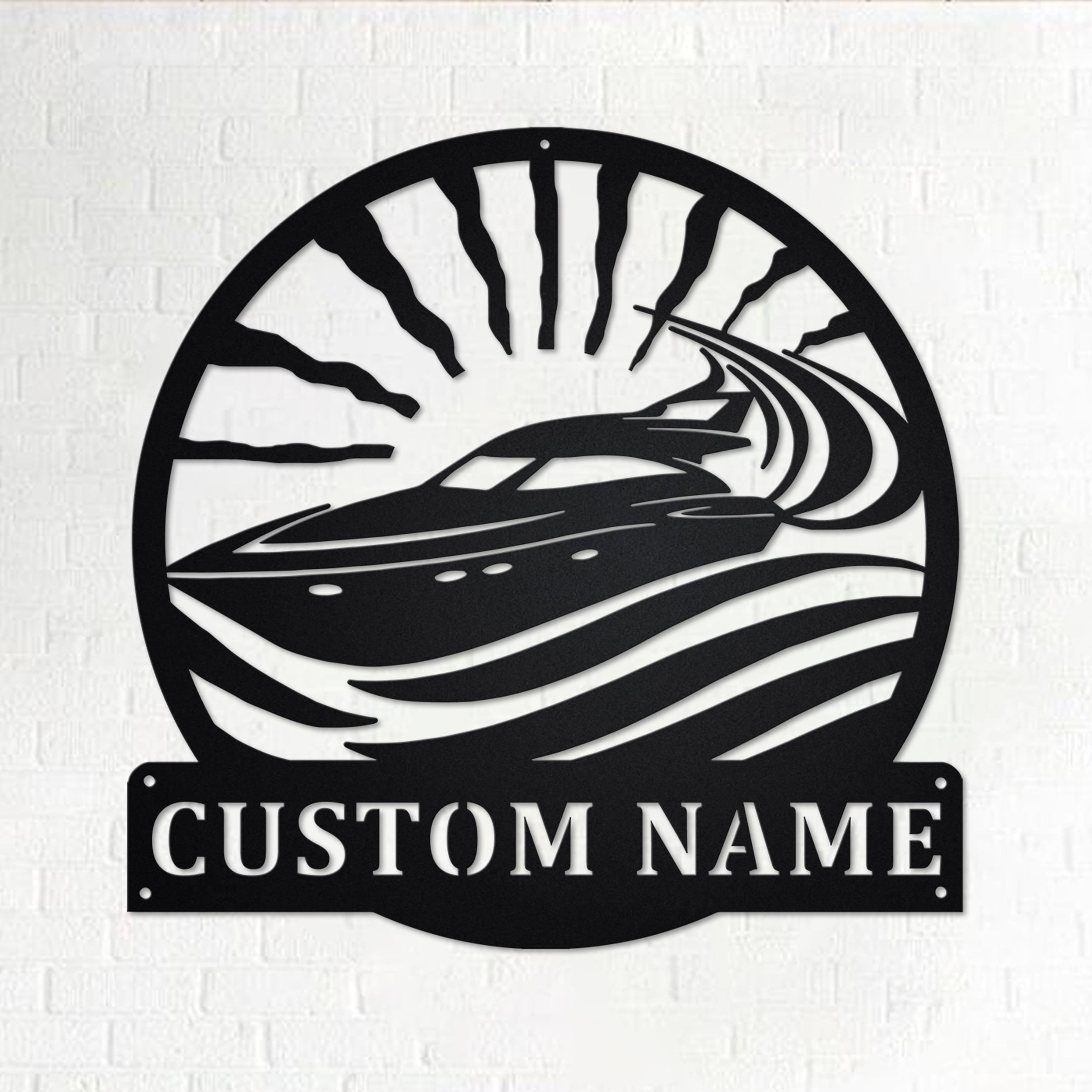 Custom Speed Boat Metal Wall Art, Personalized Speed Boat Name Sign ...
