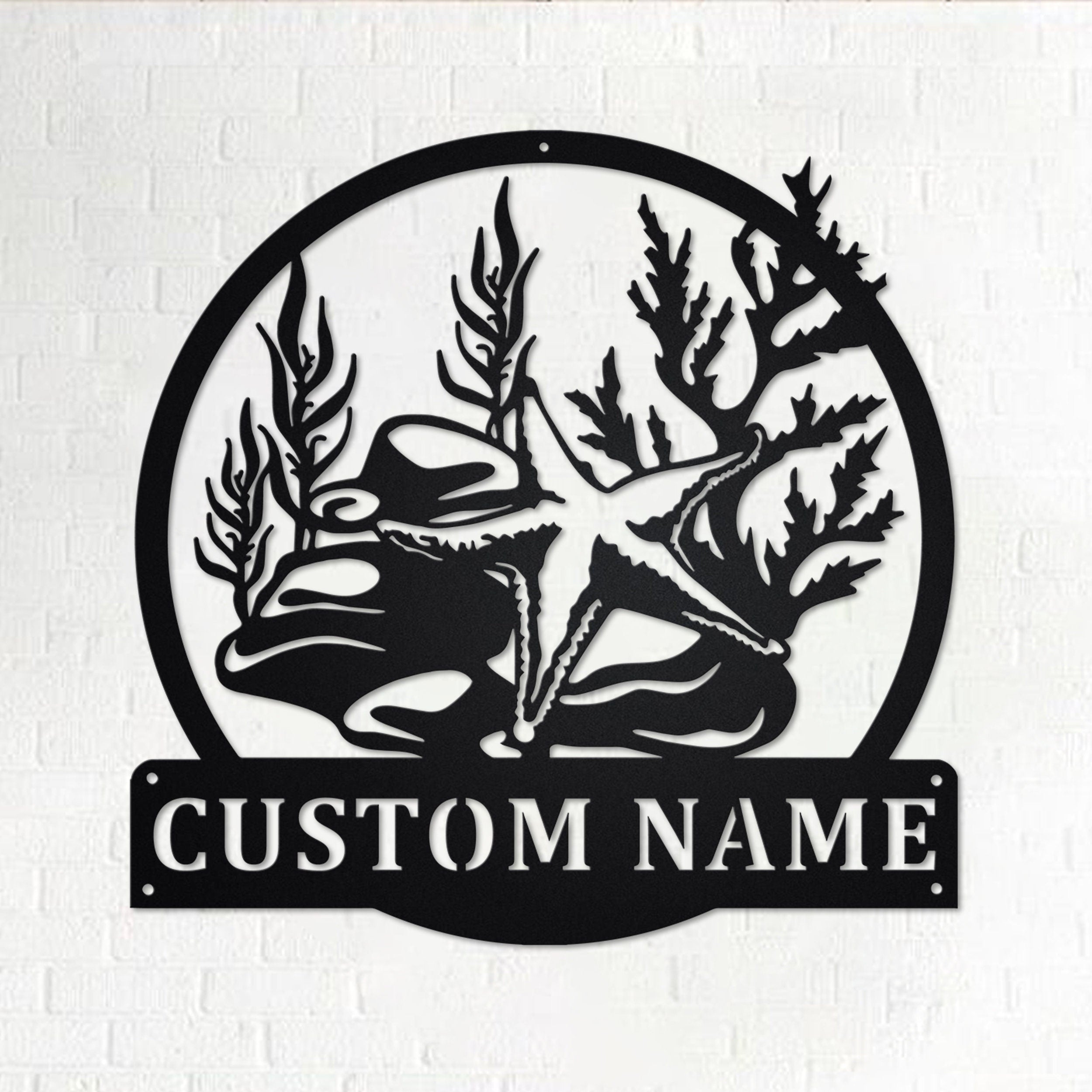 Custom Starfish Metal Wall Art, Personalized Starfish Name Sign ...