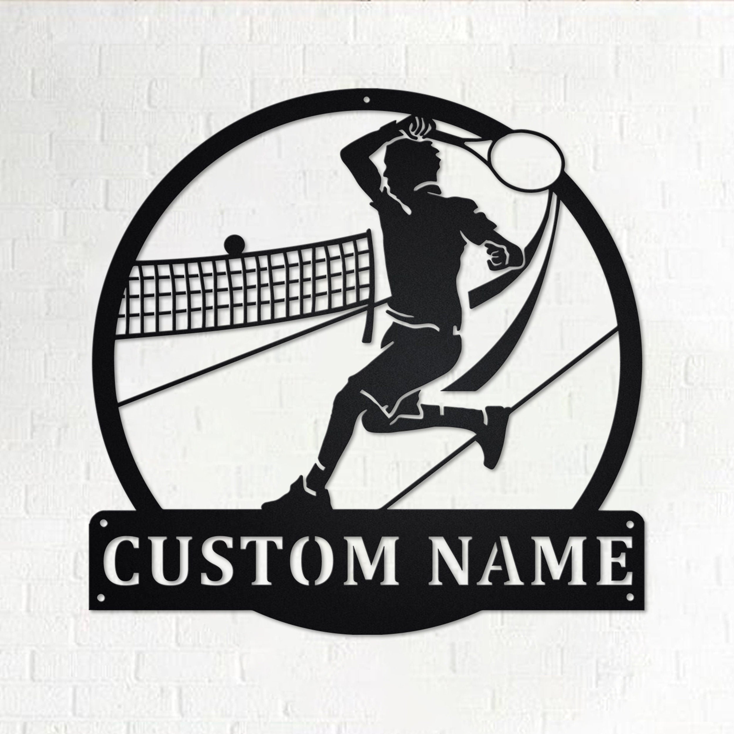 Custom Tennis Male Metal Wall Art, Personalized Tennis Name Sign ...