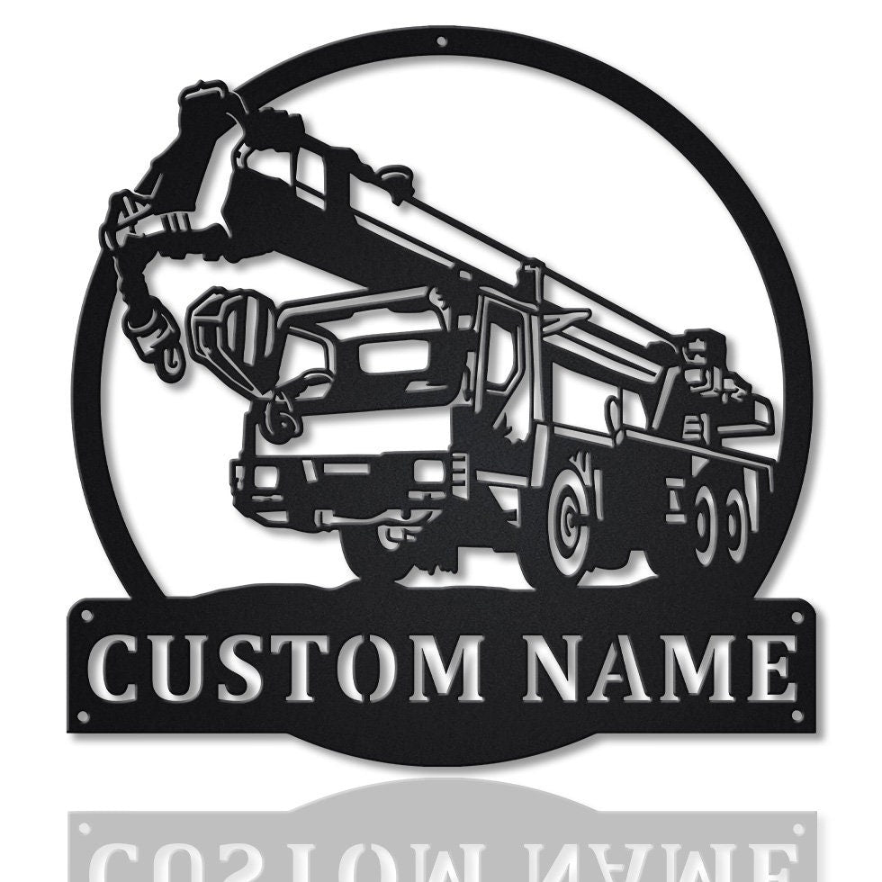 Personalized Crane Truck Monogram Metal Sign Art, Custom Crane Truck ...