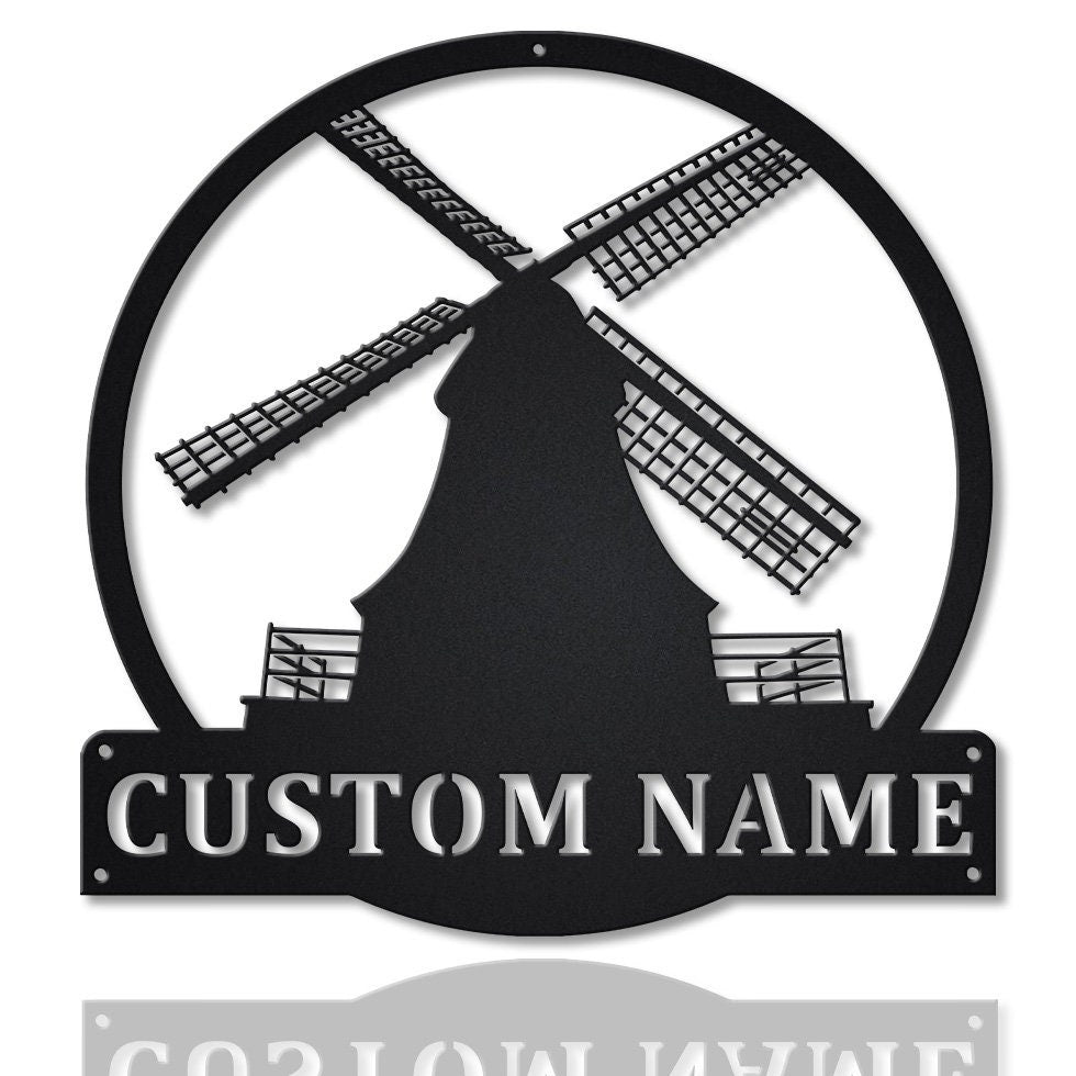 Personalized Windmill Monogram Metal Sign Art, Custom Windmill Metal ...