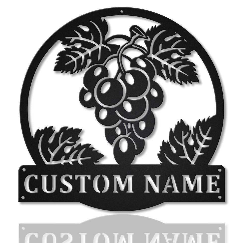 Personalized Grape Monogram Metal Sign Art, Custom Grape Monogram Metal ...