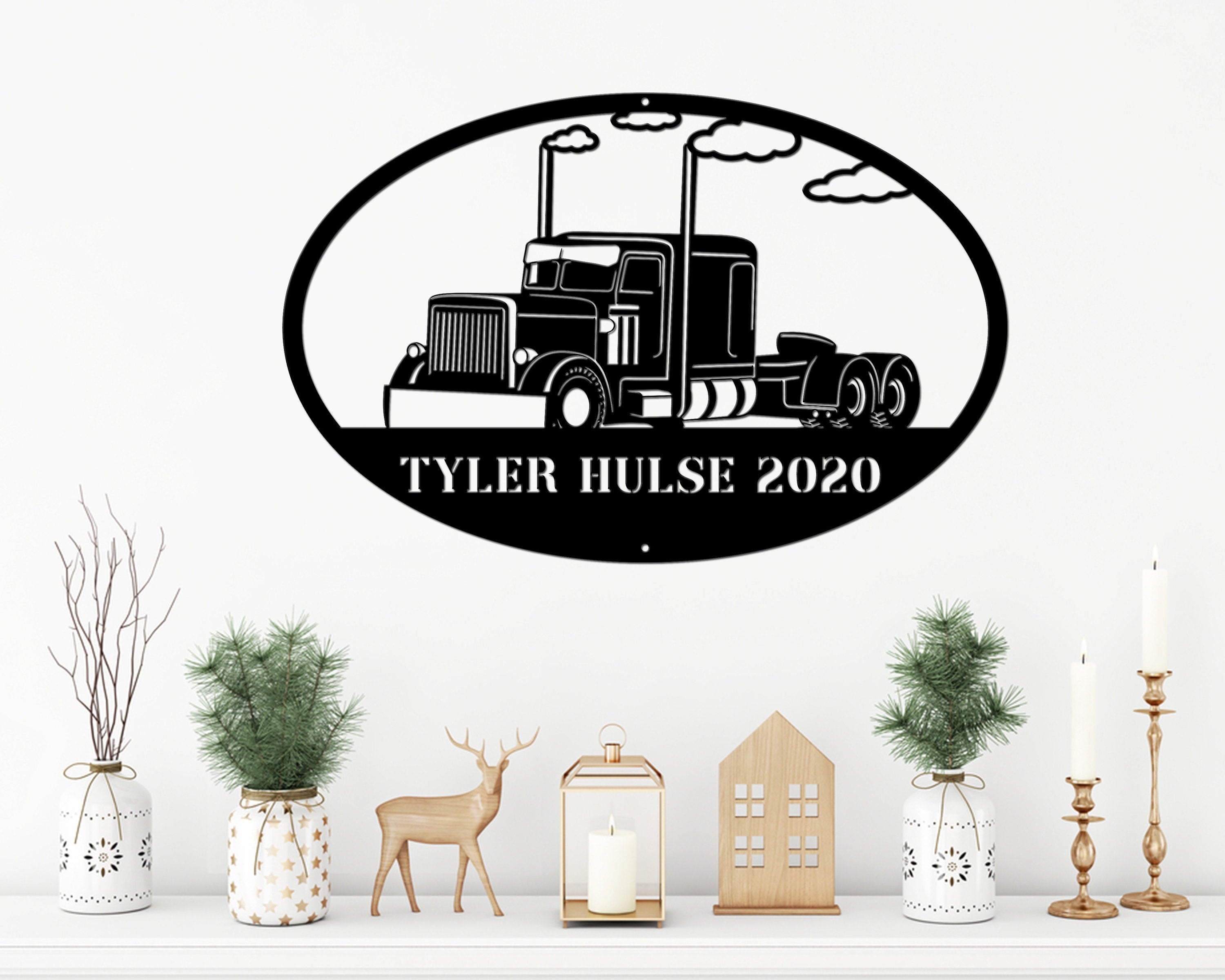 Semi Truck Metal Sign - Semi Truck Monogram - Custom Monogram - Metal ...