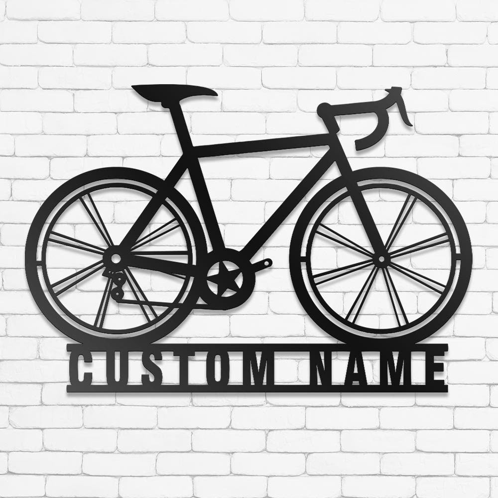 Custom Road Bike Metal Wall Art, Personalized Bicycle Lover Name Sign ...