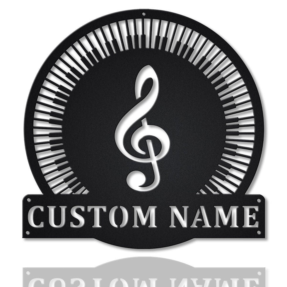 Personalized Piano Note Monogram Metal Sign Art, Custom Piano Monogram ...