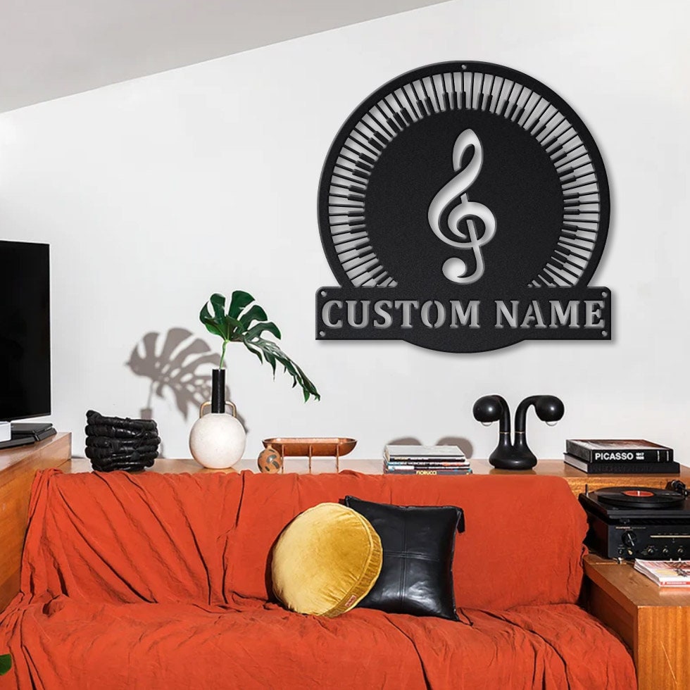 Personalized Piano Note Monogram Metal Sign Art, Custom Piano Monogram ...