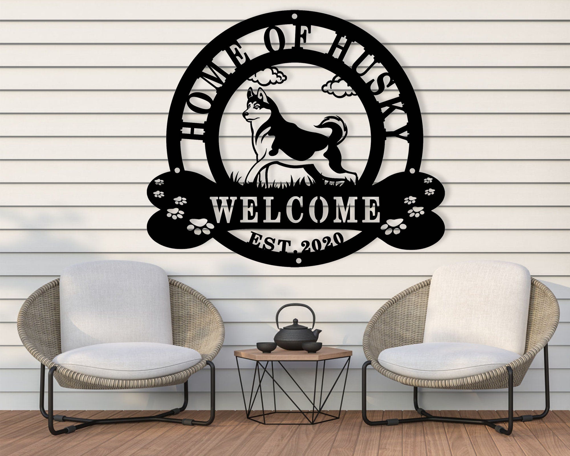 Welcome Husky Sign - Personalized Siberian Husky Dog Metal Sign Art ...