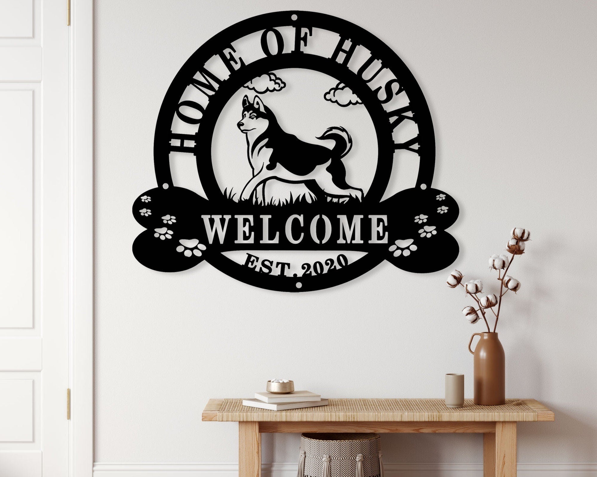 Welcome Husky Sign - Personalized Siberian Husky Dog Metal Sign Art ...