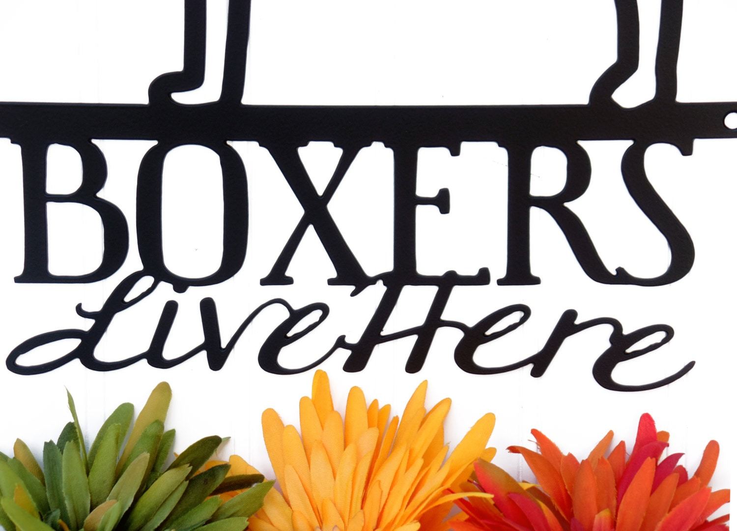 Boxers Live Here Metal Sign - Black, Beware Dog Sign, Metal Wall Art ...