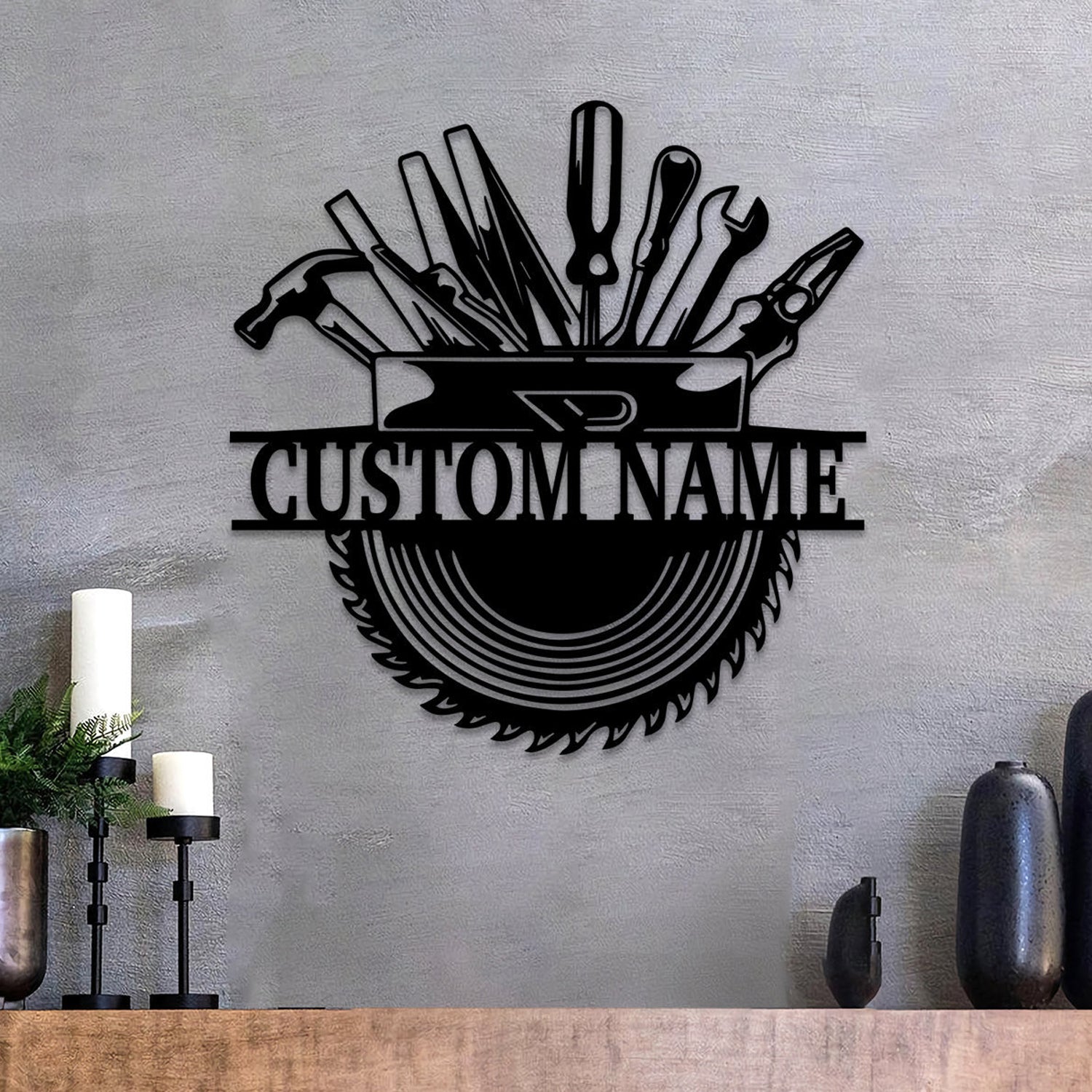 Personalized Carpenter Monogram Metal Sign, Papas Work Shop Metal Sign ...