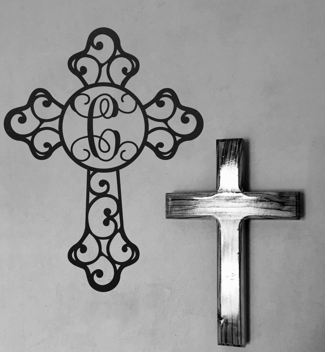 Cross Letter Metal Monogram Cut Metal Sign, Metal Sign Art Home Decor ...