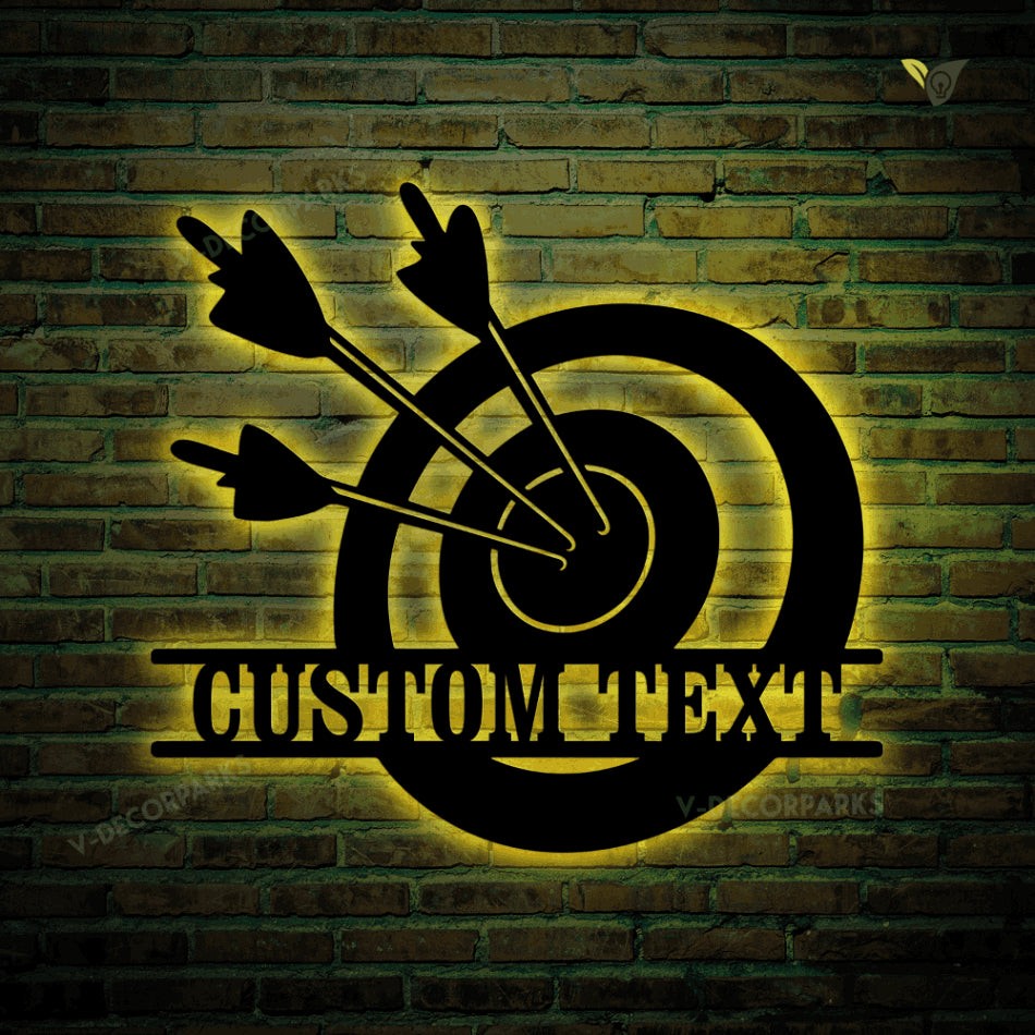 Customized Bow & Arrow Metal Wall Art With Led Lights, Archery Metal ...