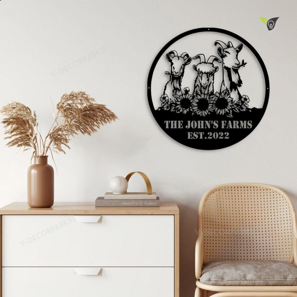 Personalized Goat Farm Metal Sign, Farmhouse Decor, Family Name Custom ...