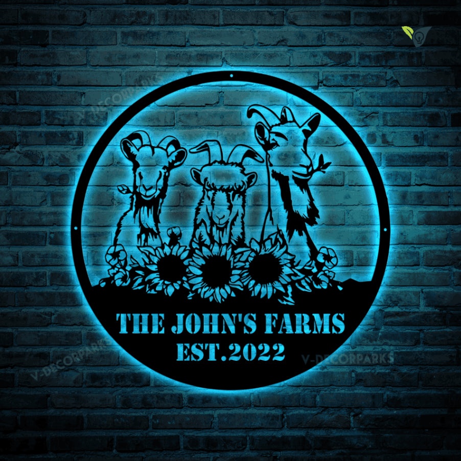 Personalized Goat Farm Metal Sign, Farmhouse Decor, Family Name Custom ...