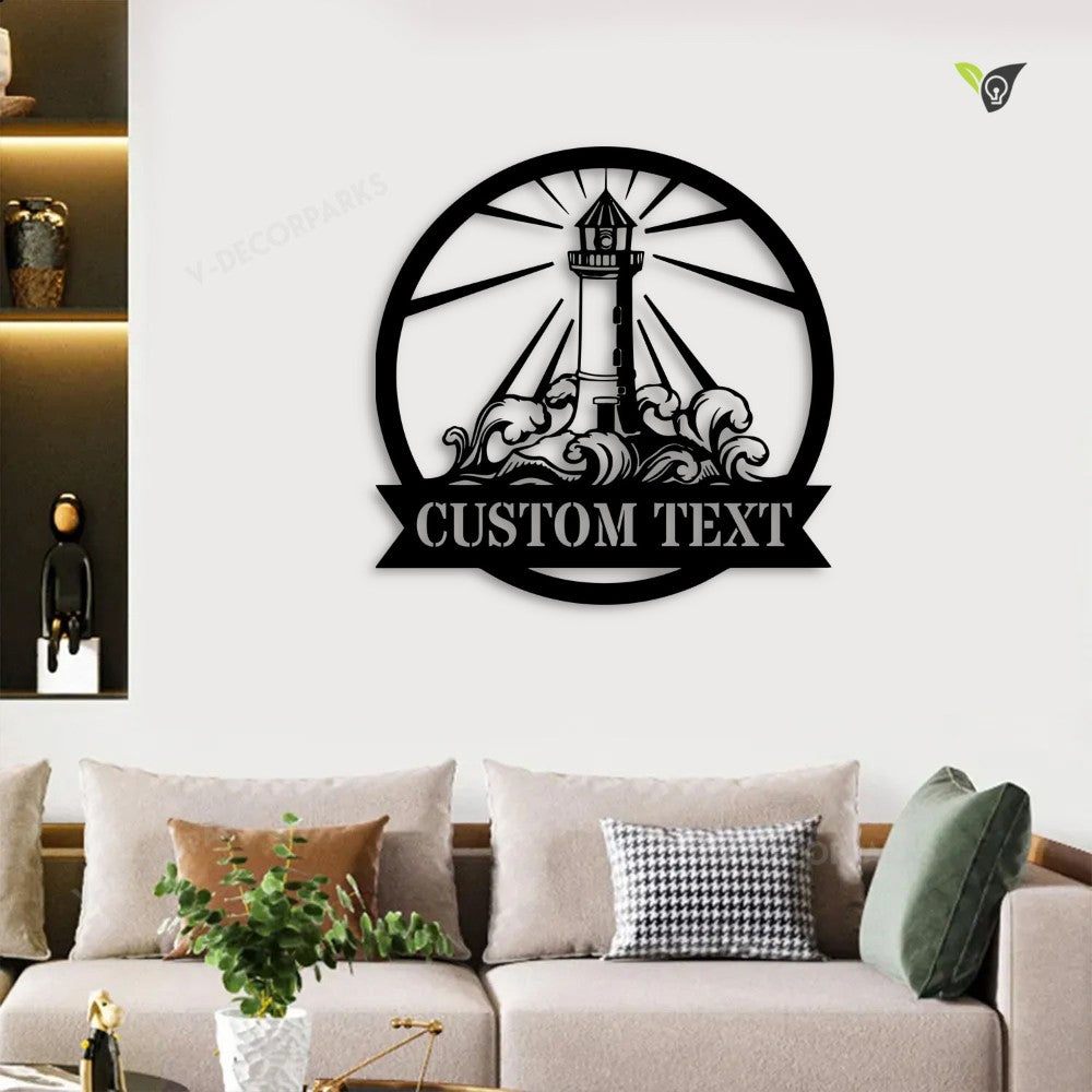 Custom Lighthouse Metal Wall Art With Led Lights, Personalized ...