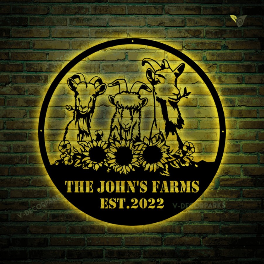 Personalized Goat Farm Metal Sign, Farmhouse Decor, Family Name Custom ...