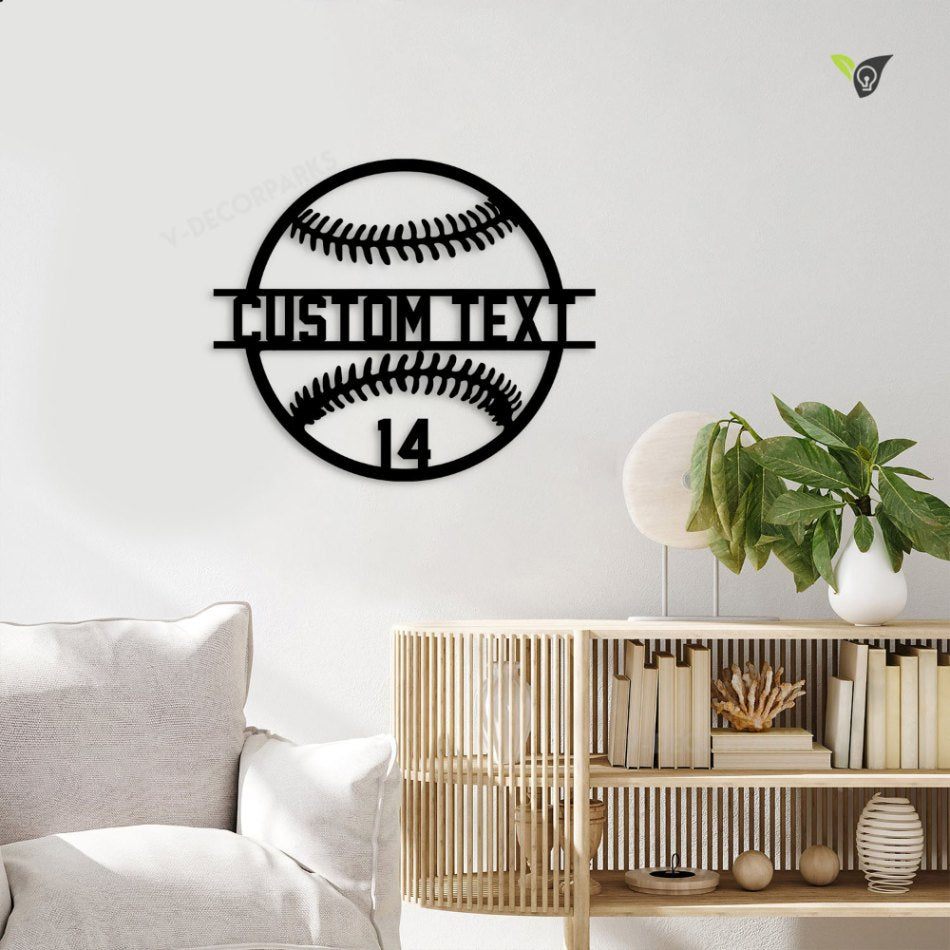 Custom Baseball Metal Wall Art With Led Light, Personalized Baseball ...