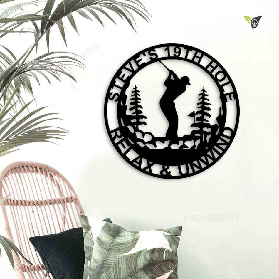 Personalized Metal Golf Name Sign With Led Lights, Custom Golfer Metal ...