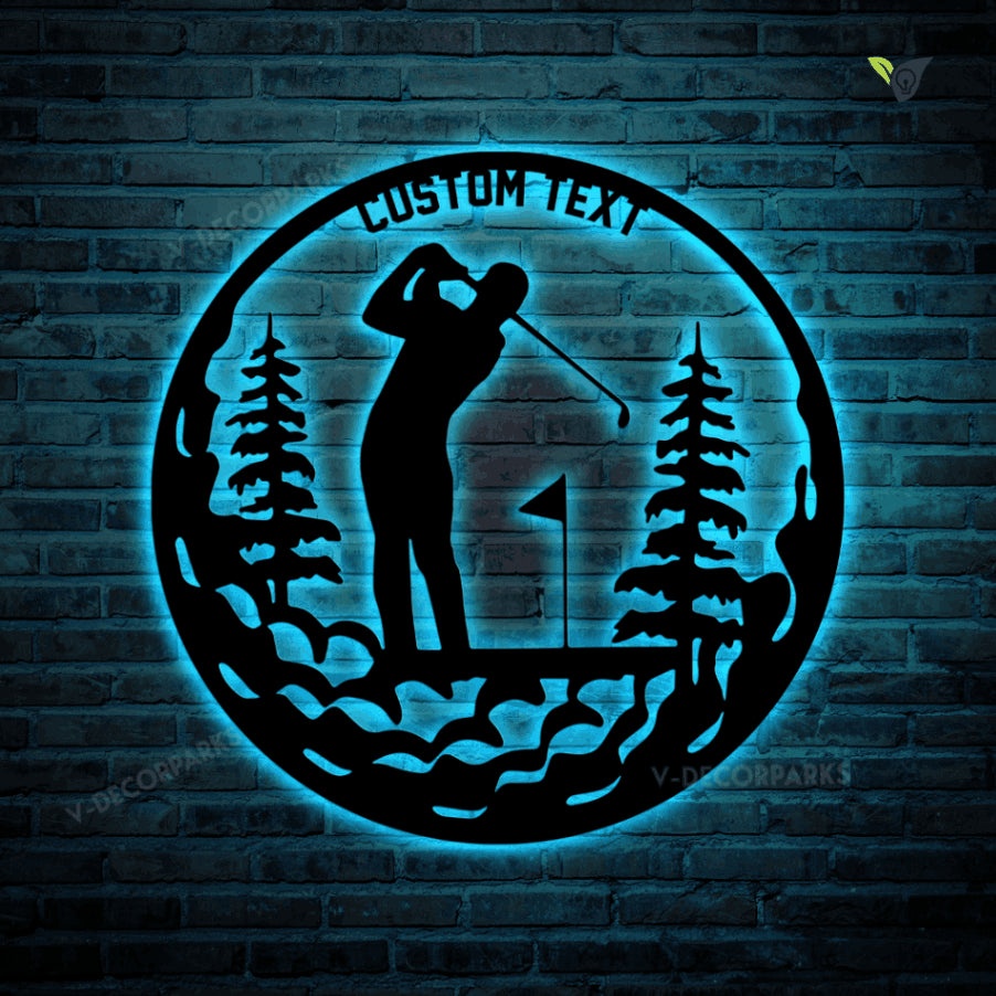 Custom Metal Golf Sign With Led Lights, Golf Sign, Golf Gifts For Men ...