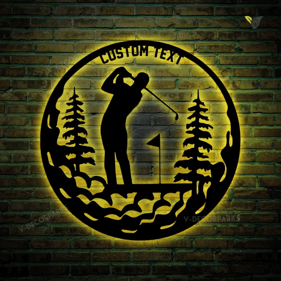 Custom Metal Golf Sign With Led Lights, Golf Sign, Golf Gifts For Men ...
