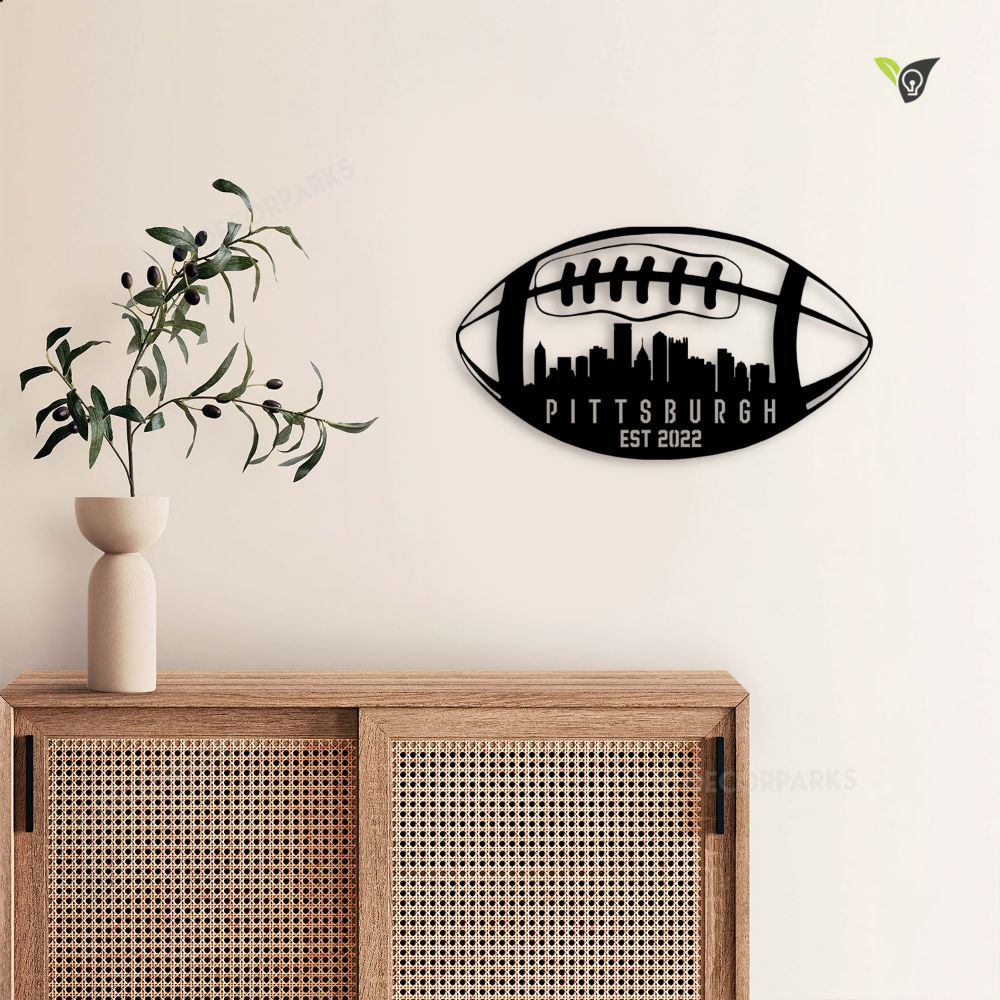 Custom Pittsburgh Skyline Football Metal Sign With Led Lights, Football ...