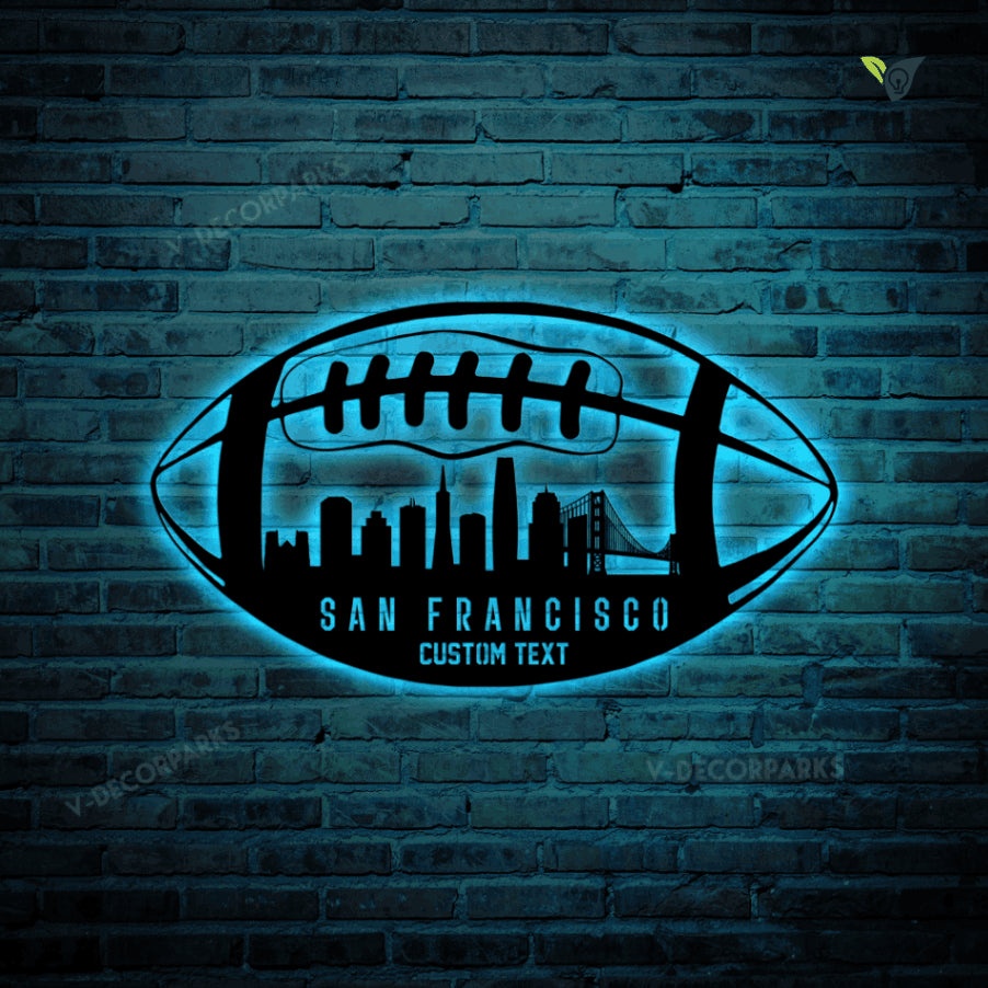 Custom San Francisco Football Metal Sign With Led Lights, Football Team ...