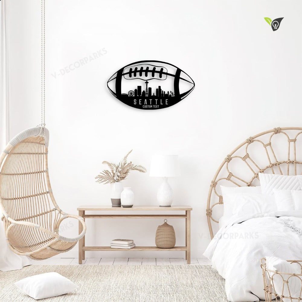Custom Seattle City Skyline Football Team Metal Sign With Led Lights ...