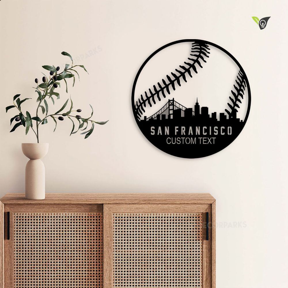 Custom San Francisco Baseball Metal Wall Art With Led Lights, Softball ...