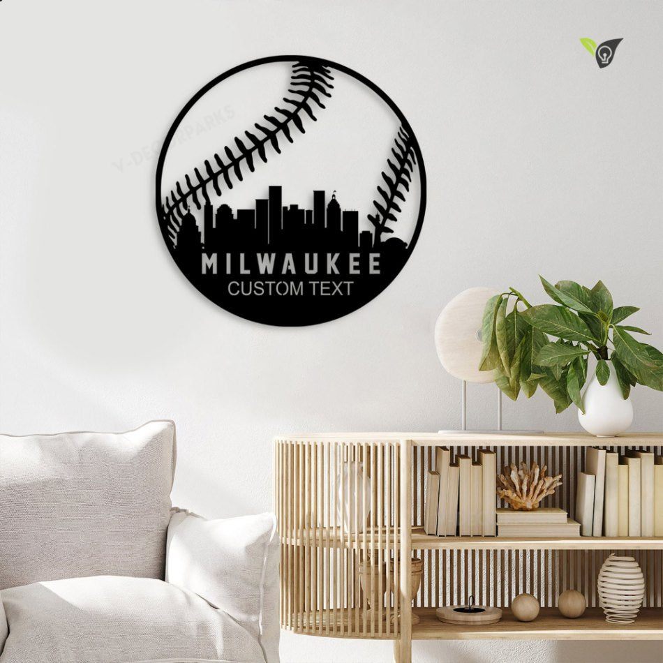 Personalized Milwaukee Baseball Metal Wall Art With Led Lights ...