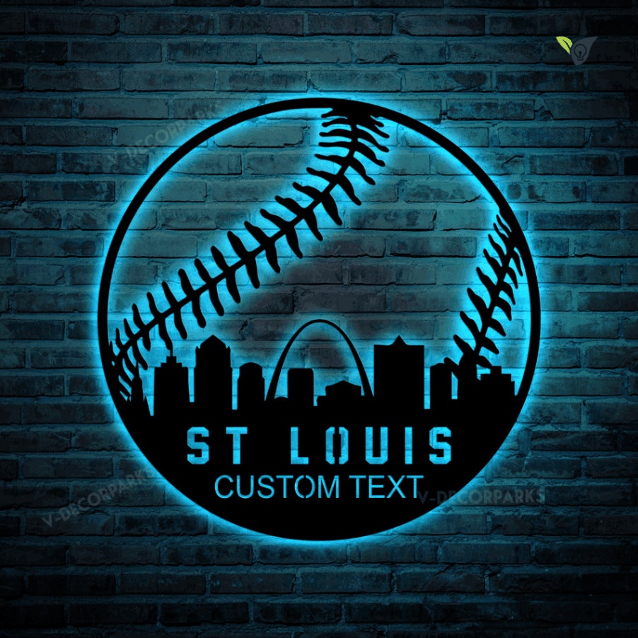 Custom St Louis Baseball Metal Wall Art With Led Lights, Softball ...