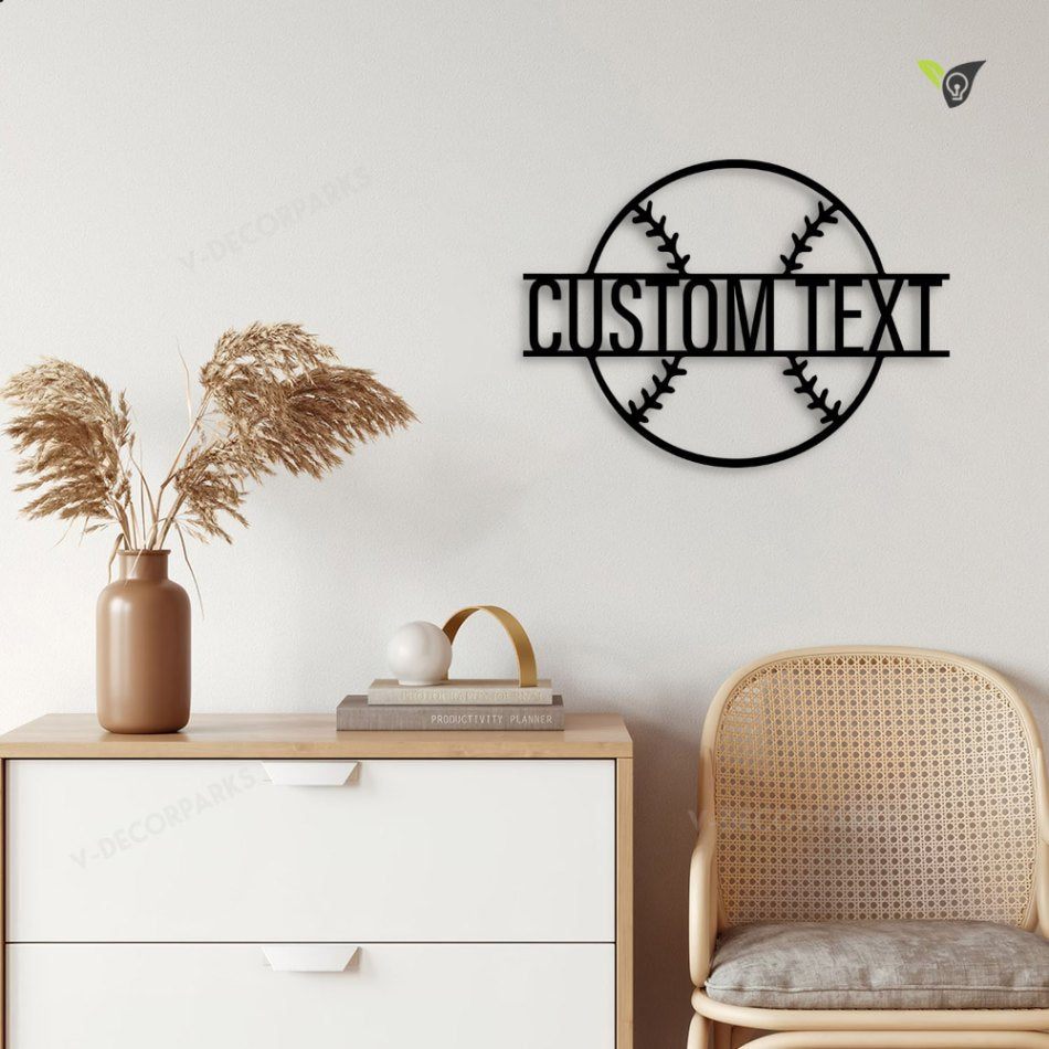 Personalized Baseball Ball Metal Wall Art With Led Lights, Custom ...