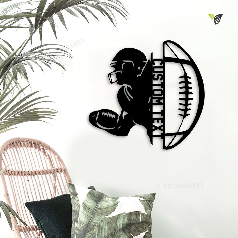 Custom Football Metal Name Sign With Led Lights, Nursery Decor ...