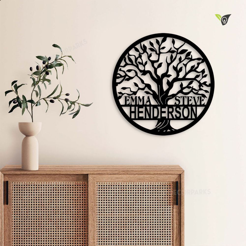 Personalized Roots Tree Family Name Metal Wall Art With Led Lights ...