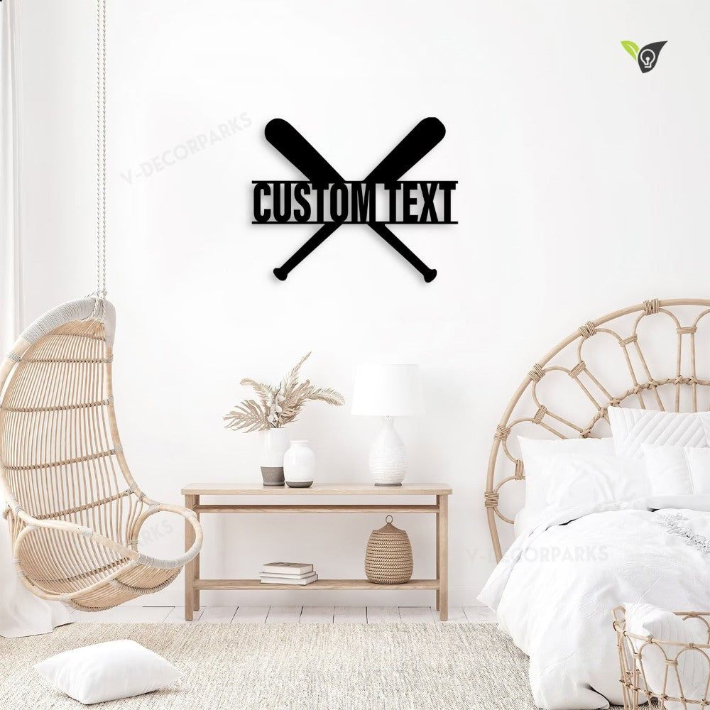 Personalized Baseball Swing Bat Metal Wall Art With Lights, Custom ...