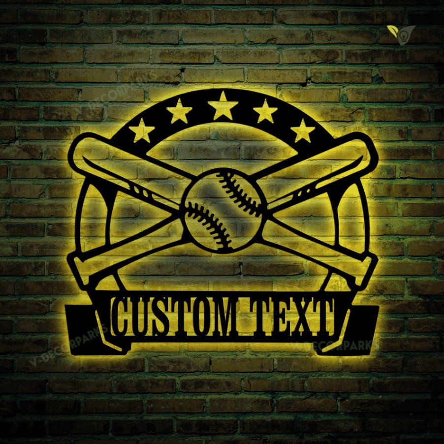 Custom Softball Metal Sign With Led Light, Game Room Decor, Softball ...