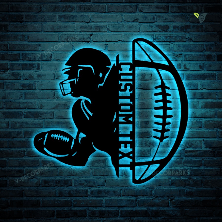 Custom Football Metal Name Sign With Led Lights, Nursery Decor ...