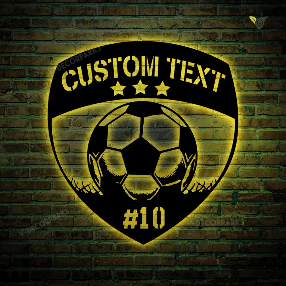 Custom Soccer Ball Metal Wall Art Led Light, Personalized Football ...