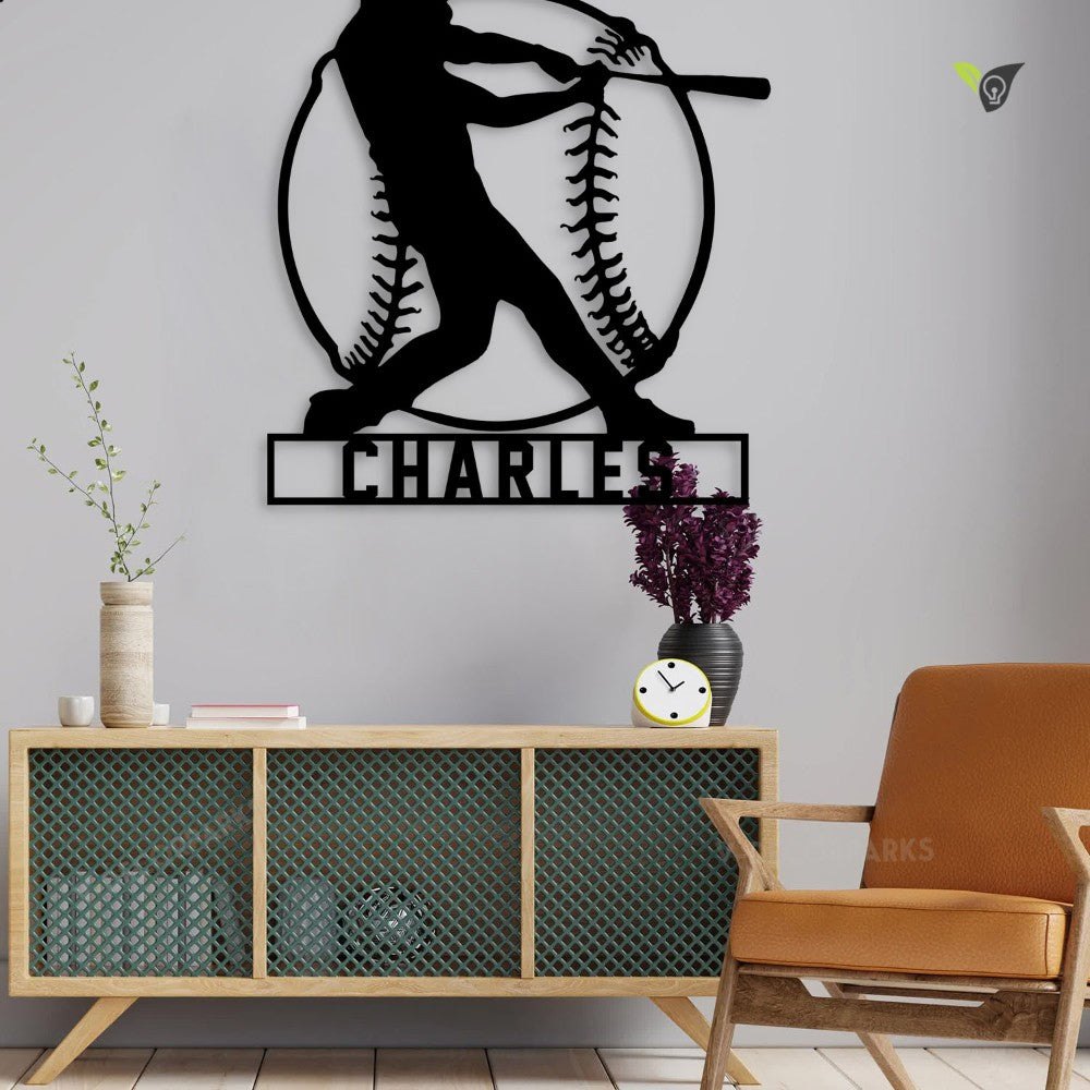 Custom Baseball Metal Wall Art With Led Lights, Base Ball Metal Wall ...