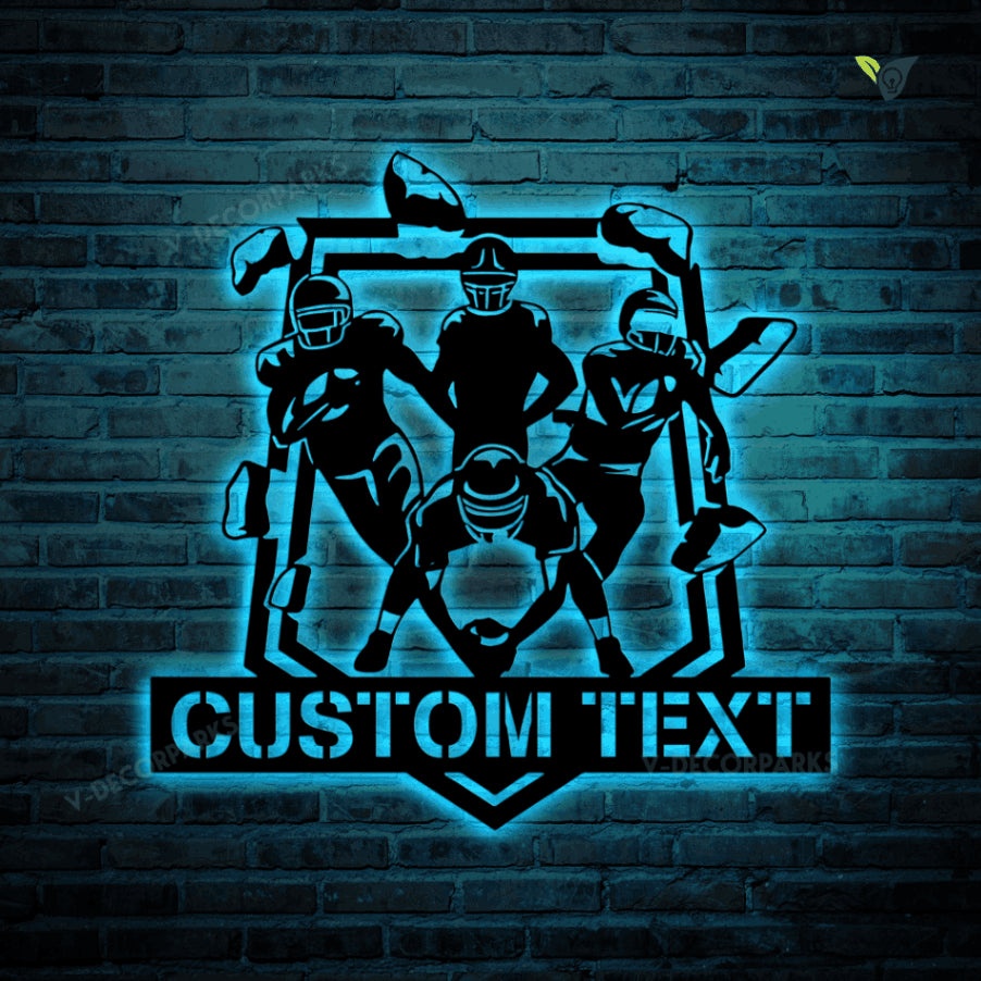 Custom Name Football Team Metal Sign With Led Lights,personalized ...
