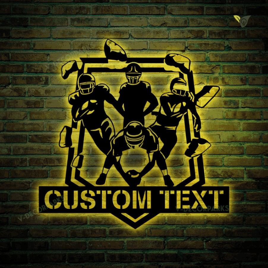 Custom Name Football Team Metal Sign With Led Lights,personalized ...