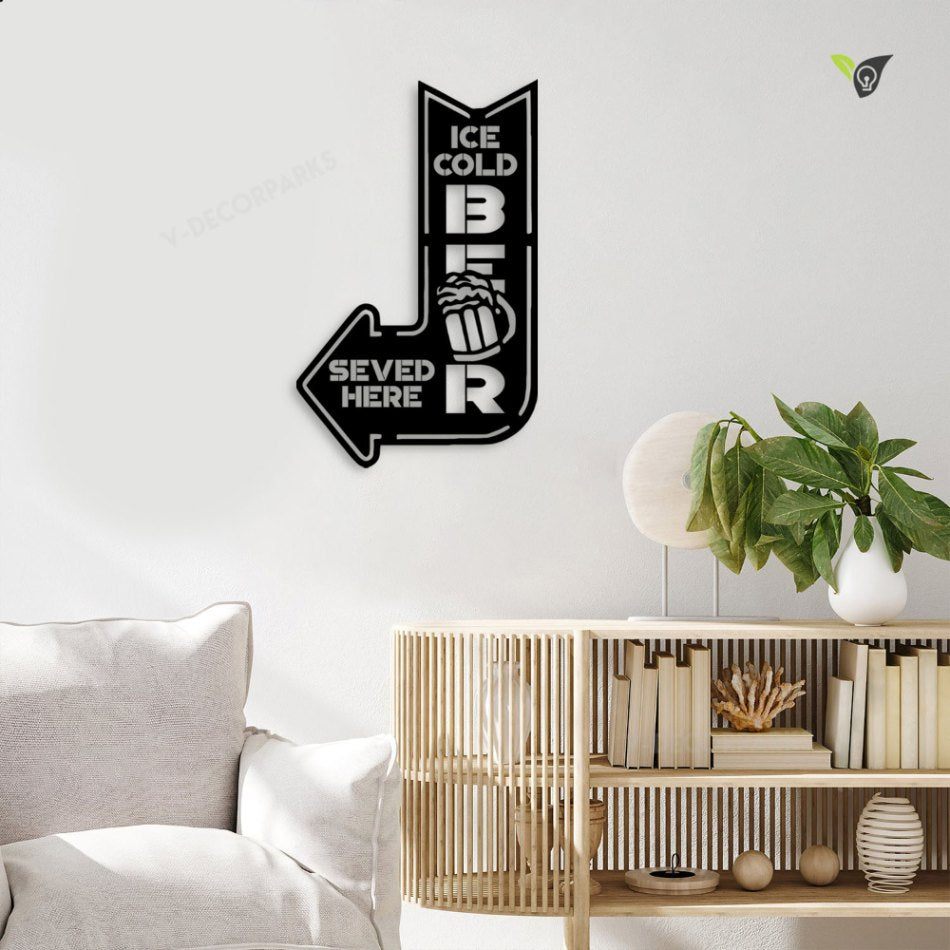 Custom Beer Metal Wall Art With Led Lights, Bar Sign, Ice Cold Beer ...