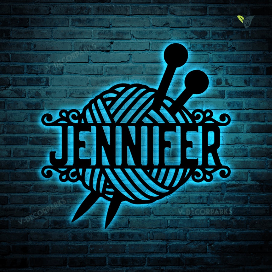 Personalized Crochet Metal Wall Art With Led Lights, Custom Crochet ...