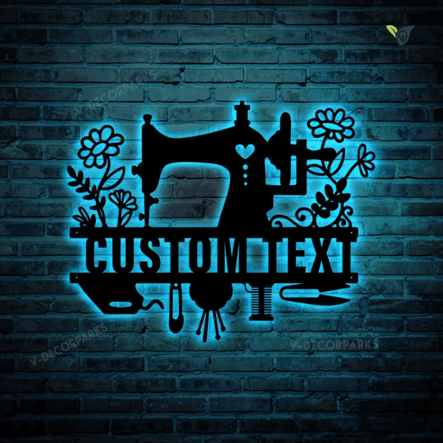 Personalized Sewing Metal Wall Art With Led Lights, Custom Sewing ...