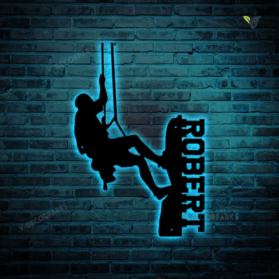 Personalized Rock Climbing Monogram Metal Wall Art With Led Lights ...