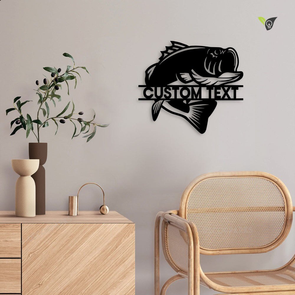 Custom Metal Bass Fish Wall Art With Led Lights, Bass Fishing Gift For ...